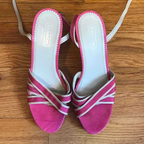 Coach | Shoes | Coach Hot Pink Wedge Sandals | Poshmark